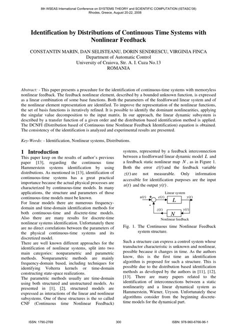 Pdf Identification By Distributions Of Continuous Time Systems With