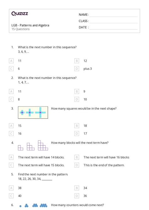 50 Shape Patterns Worksheets For 7th Grade On Quizizz Free And Printable