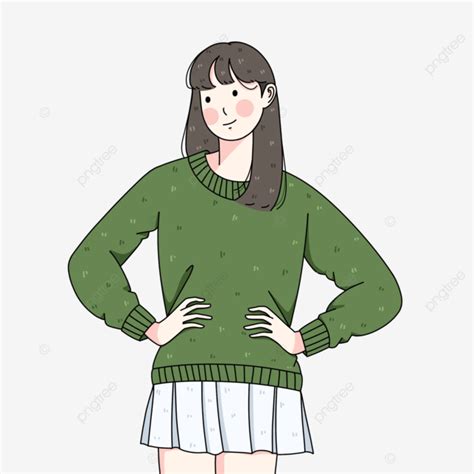 Cute Girl With Long Brown Hair Cute Girl Girl Cartoon Png