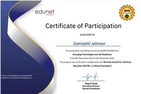 Somisetti Jahnavi On Linkedin Edunet Aicte Winterworkshop Genai