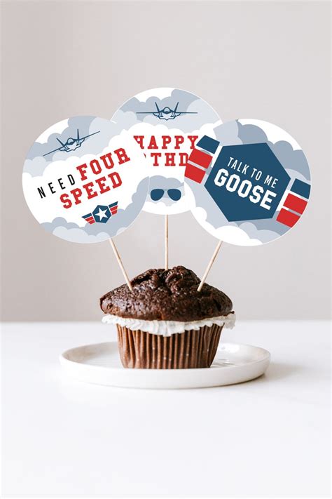 Fighter Jet Danger Zone Cupcake Toppers You Print Etsy