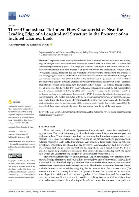 Pdf Three Dimensional Turbulent Flow Characteristics Near The Leading Edge Of A Longitudinal