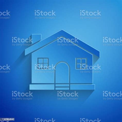 파란색 배경에 격리 된 종이 잘라 집 아이콘 홈 기호입니다 종이 아트 스타일입니다 벡터 일러스트레이션 0명에 대한 스톡 벡터