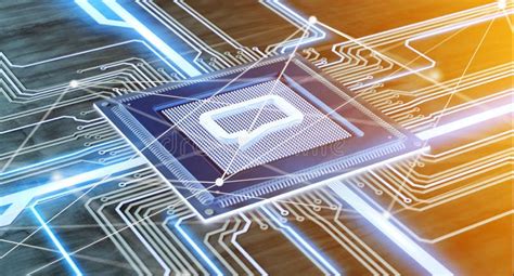 CPU Processor Chip With A Message And Network Connection On A Ci Stock Illustration