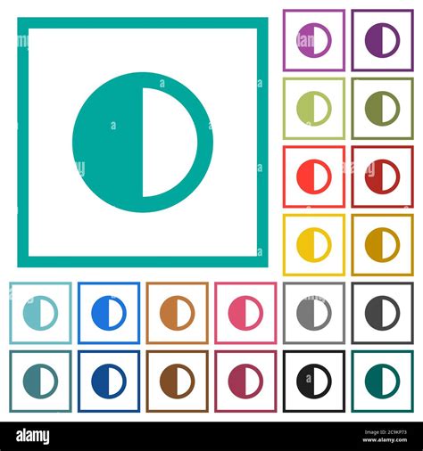 Contrast Control Flat Color Icons With Quadrant Frames On White