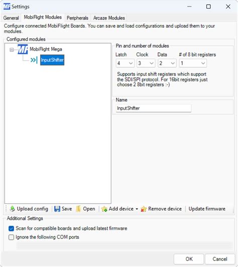 Settings Reference Mobiflight Documentation