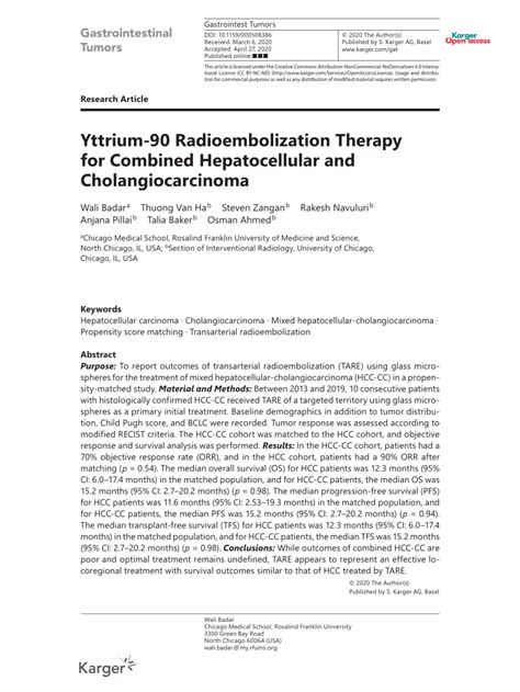 Pdf Yttrium 90 Radioembolization Therapy For Combined Hepatocellular And Cholangiocarcinoma