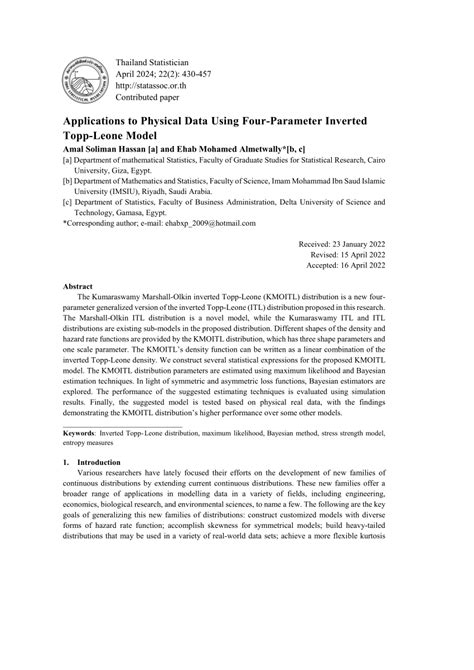 Pdf Applications To Physical Data Using Four Parameter Inverted Topp