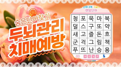 건강한 두뇌 활성화를 위한 단어 퀴즈 숨은단어찾기 치매예방 퀴즈 초성퀴즈 단어퀴즈 두뇌운동 뇌건강 치매