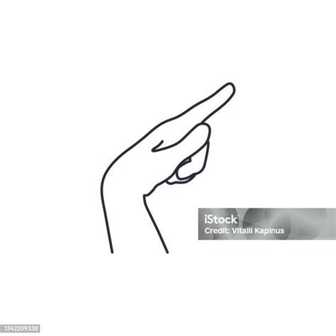 힌트 포인터 선택하고 적용할 제스처 흰색 배경에 격리된 벡터 선형 아이콘입니다 누름 버튼에 대한 스톡 벡터 아트 및 기타 이미지