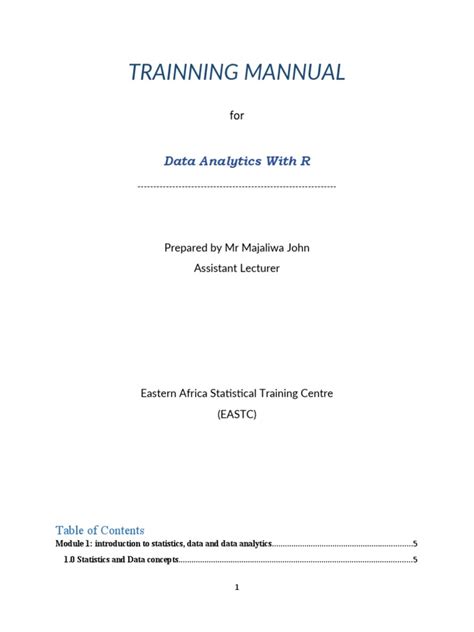 training manual for data analytics using r pdf statistics data