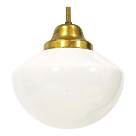 Antique Refined Brass And Milk Glass Bar Light Grandview Mercantile