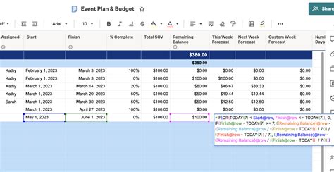 Calculating Work Completed And Forecasts Smartsheet Community