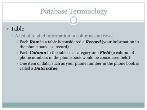 Database Concepts And Terminologies Pptx Databases Computer