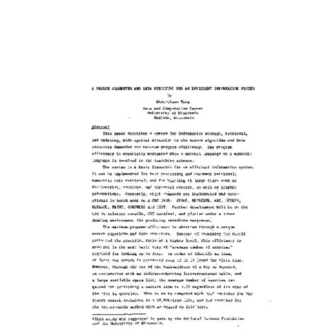 A Search Algorithm And Data Structure For An Efficient Information System Acl Anthology