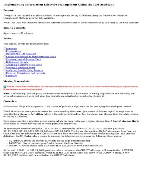 Oracle Ilm Assistant Tutorial Pdf Databases Computer Data Storage