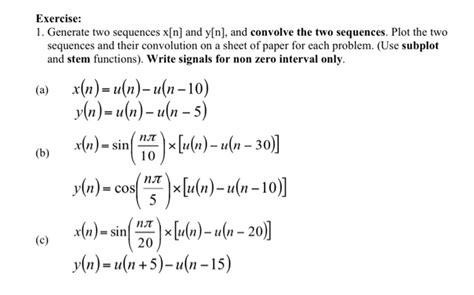 Solved Exercise 1 Generate Two Sequences X[n] And Y[n]