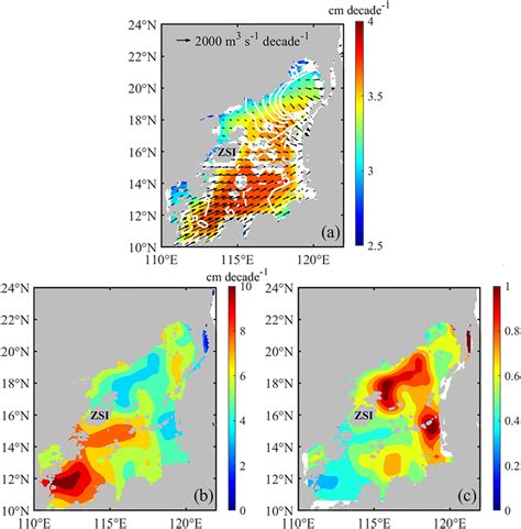 spatial pattern of the a linear trends in the estimating the