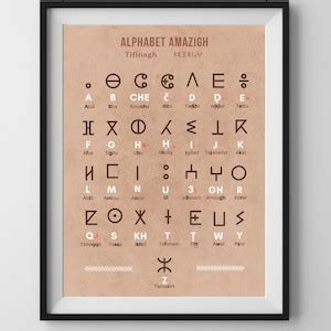 Alphabet Tifinagh Amazigh Berber Poster Poster Tamazight Interior