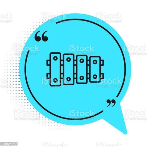 블랙 라인 실로폰 13 나무 바와 흰색 배경에 고립 된 두 타악기 망치 아이콘악기 파란색 음성 버블 기호입니다 벡터 검은색에 대한 스톡 벡터 아트 및 기타 이미지 Istock