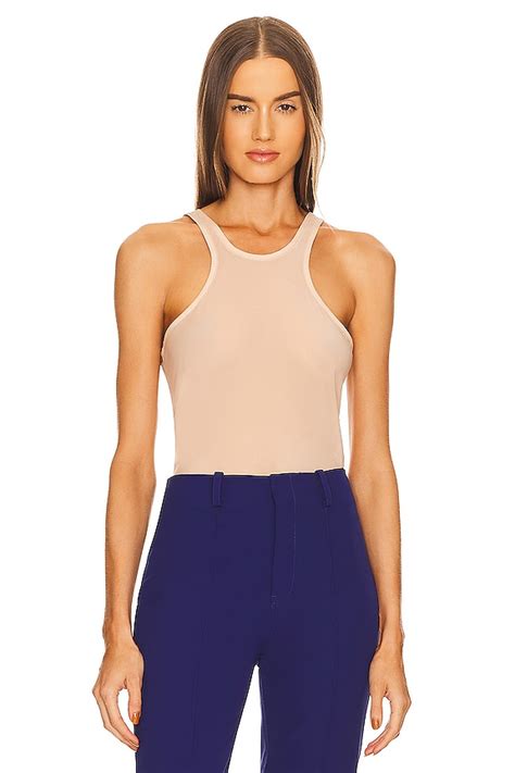 Lacademie Sheer Double Racer Tank In Flesh Nude Revolve