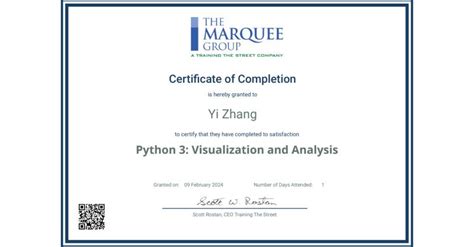 Yi Zhang On Linkedin Certificate For Python 3 Visualization And Analysis Issued By Training