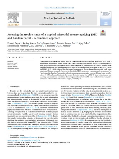 Assessing The Trophic Status Of A Tropical Microtidal Estuary Applying