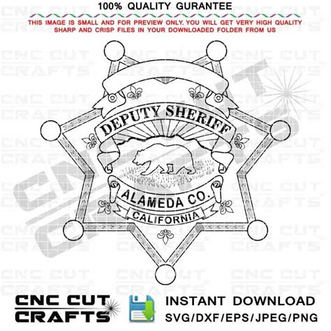 Alameda County Deputy Sheriff Badge Vector Svg Cnc Laser Cut File Etsy