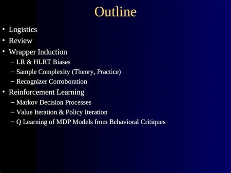 ppt outline logistics review wrapper induction lr and hlrt biases
