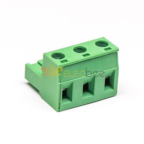 Elecbee Plug In Screw PCB Terminal Block 3pin Socket Right Angled Green Connector 7 62mm
