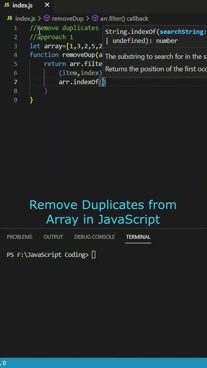Remove Duplicates From Array In Javascript Shorts Youtube Viral