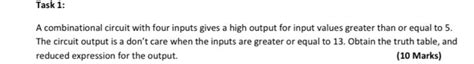 Solved Task 1 A Combinational Circuit With Four Inputs
