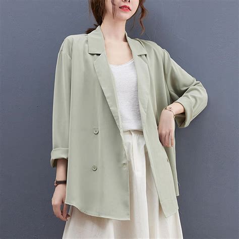 여성 여름 정장 자켓 오버핏 얇은 긴팔 아우터 그린 홈플러스 택배배송