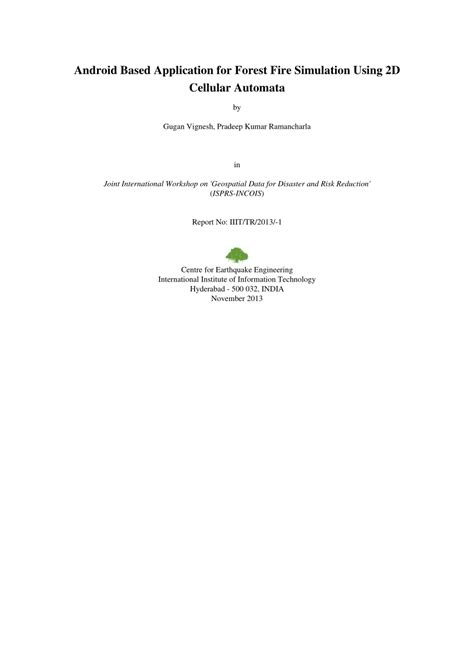 Pdf Android Based Application For Forest Fire Simulation Using 2d Cellular Automata