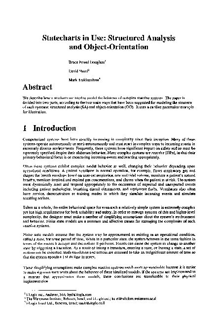 Pdf Statecharts In Use Structured Analysis And Object Orientation