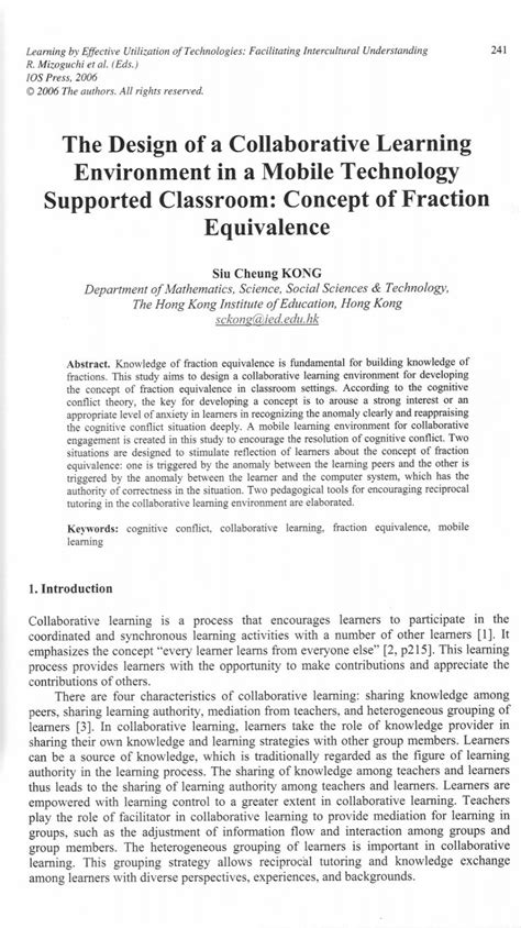 Pdf The Design Of A Collaborative Learning Environment In A Mobile Technology Supported