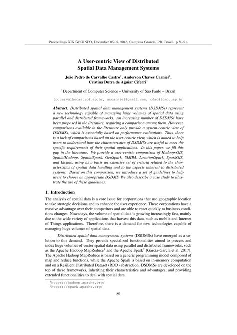 Pdf A User Centric View Of Distributed Spatial Data Management Systems