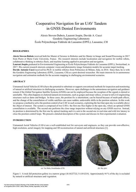 Pdf Cooperative Navigation For An Uav Tandem In Gnss Denied Environments