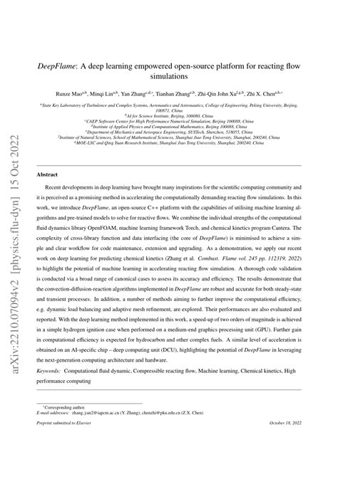 Pdf Deepflame A Deep Learning Empowered Open Source Platform For