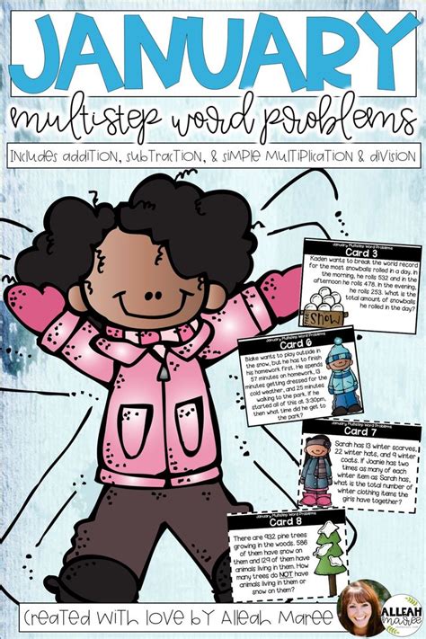 Multistep Word Problem Task Cards For January Word Problems Winter Classroom Activities