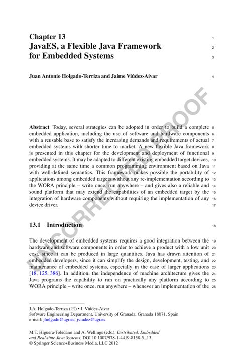 Pdf Javaes A Flexible Java Framework For Embedded Systems
