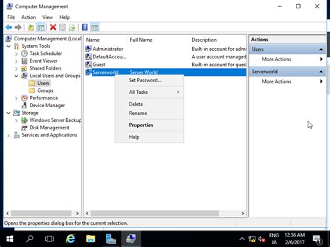 Windows Server 2016 Initial Settings Add Local User Server World