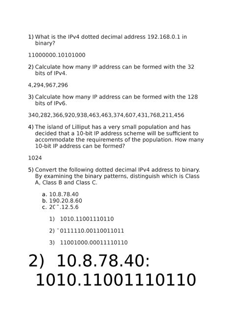 exercise 1 3 2 what is the ipv4 dotted decimal address 192 168 0 in