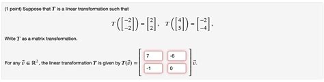 Solved 1 Point Suppose That T Is A Linear Transformation