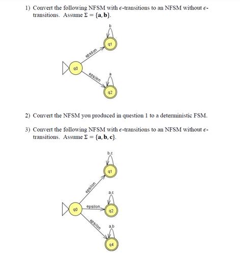 Solved 1 Convert The Following Nfsm With E Transitions To