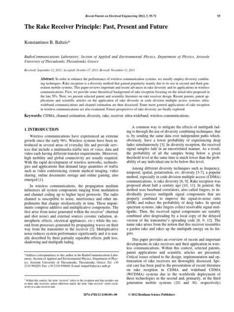 The Rake Receiver Pdf Signal To Noise Ratio Mimo
