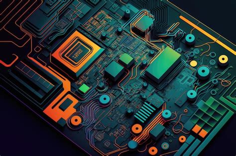 Premium Ai Image Abstract Interpretation Of A Digital Circuit Board With Bright Colors And