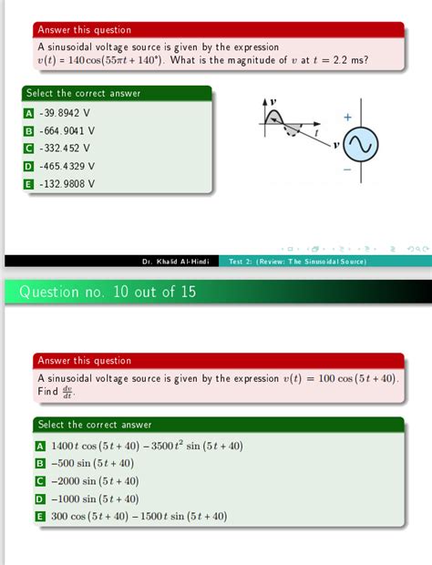 Solved Answer This Question A Sinusoidal Voltage Source Is