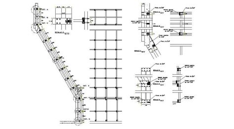 Foundation Plan And Constructive Structure Details Of Hostel Building Dwg File
