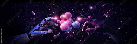 Science Ai Machine Learning Hands Of Robot And Human Touching On Big Data Network Connection
